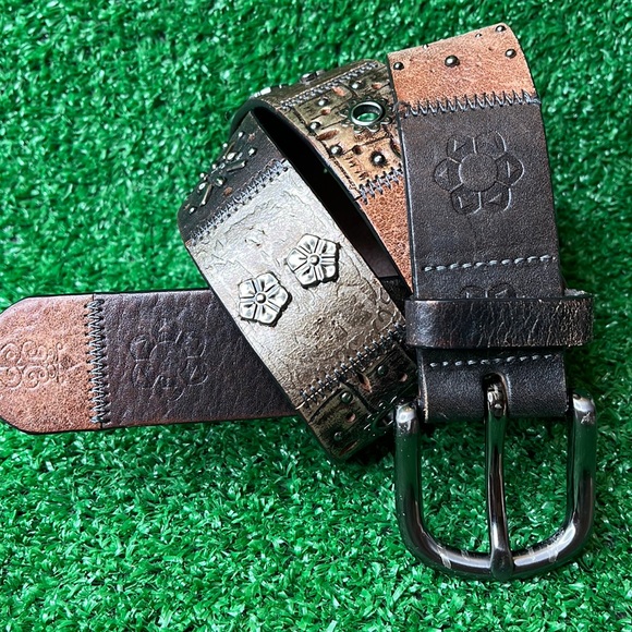 Fossil | Accessories | Fossil Midnight Patchwork Studded Leather Belt ...